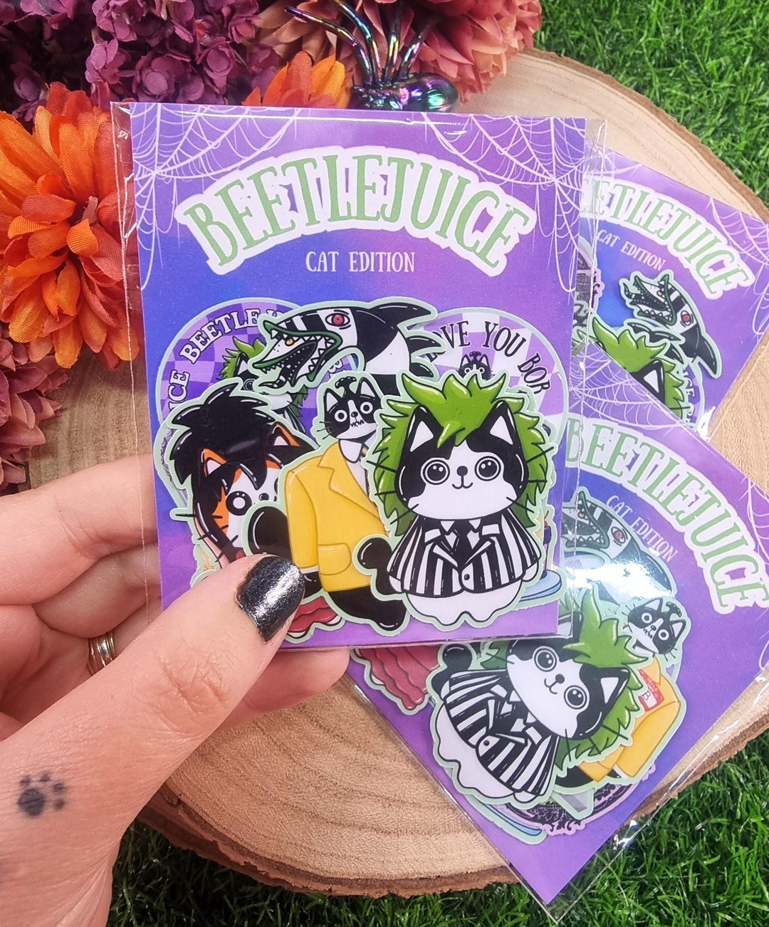Beetlejuice - Cat Themed Sticker Pack - Matt Die Cut Matt Sticker Sets ...