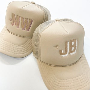 Personalized Initials, City, Letters Embroidered Foam Trucker Hat ...