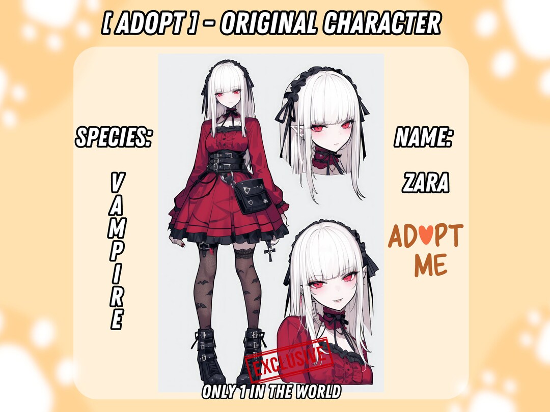 Vampire Girl OC Adopt Instant Download Exclusive Original Character ...