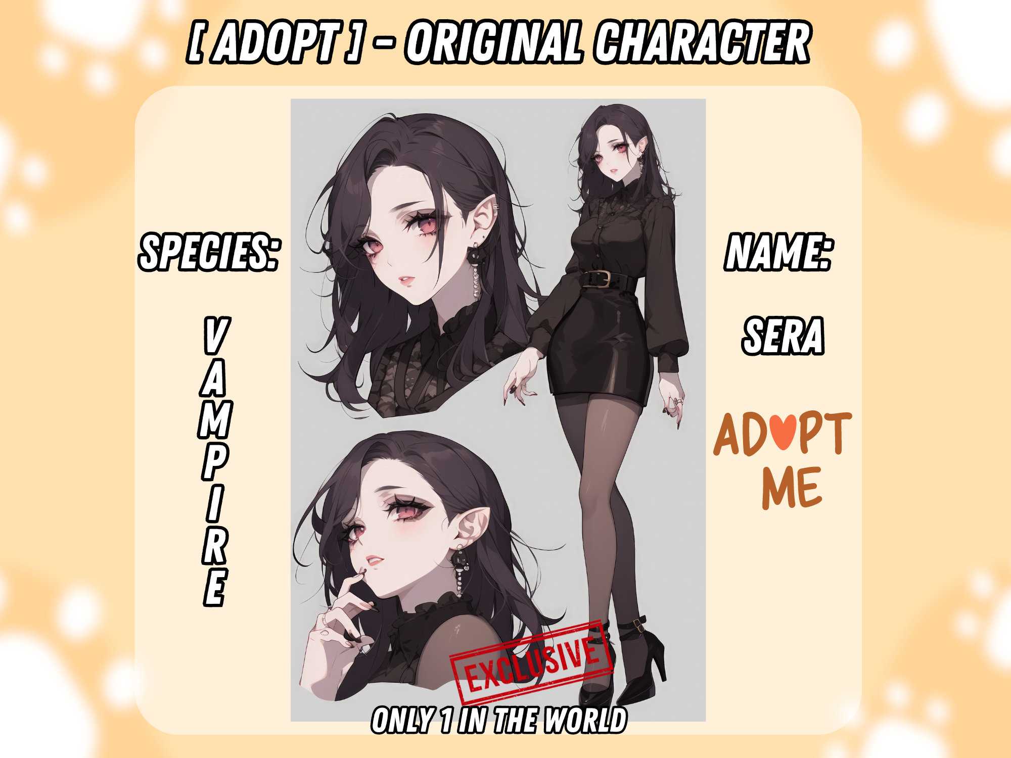 Vampire Girl OC Adopt | Instant Download | Exclusive Original Character ...