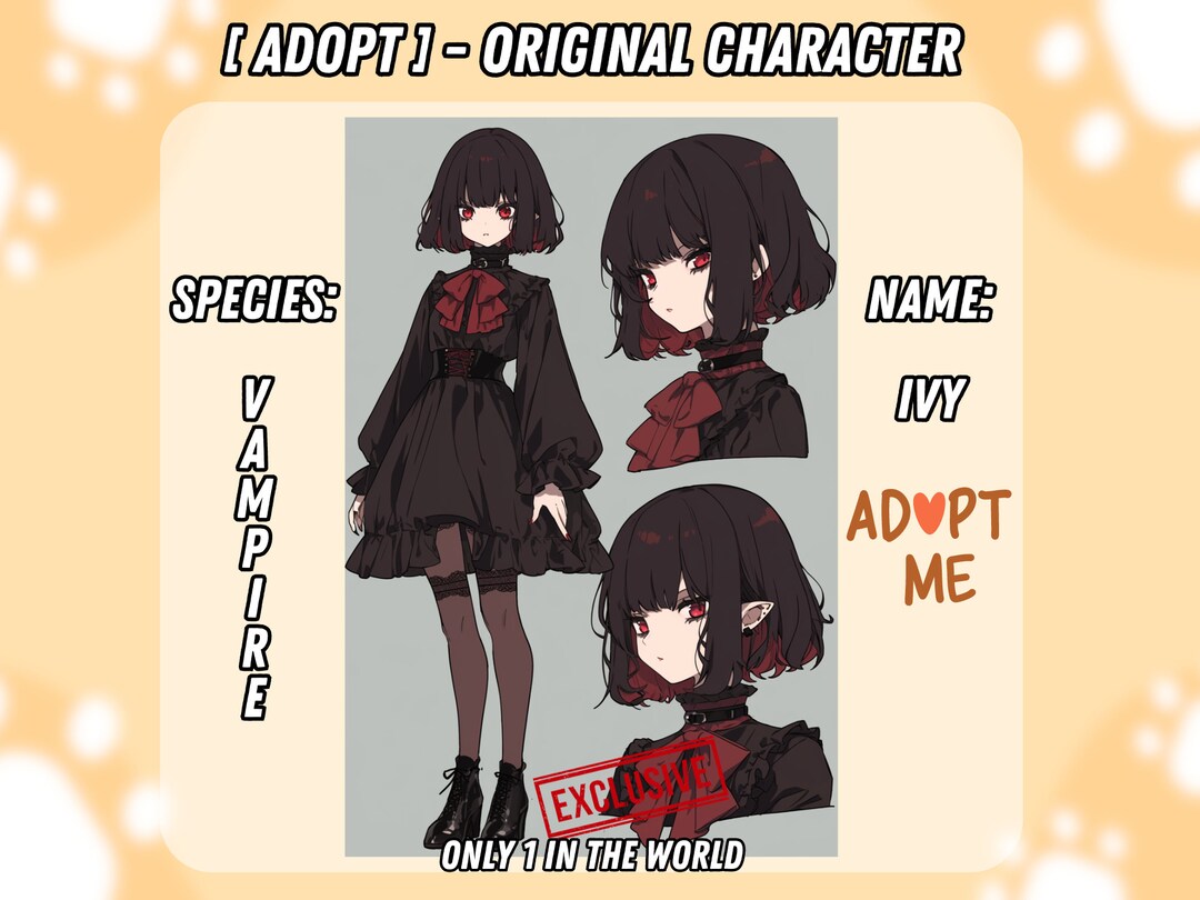 Vampire Girl OC Adopt Instant Download Exclusive Original Character ...