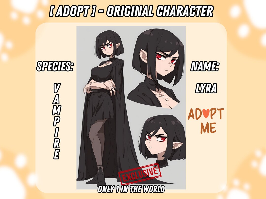 Vampire Girl OC Adopt | Instant Download | Exclusive Original Character ...