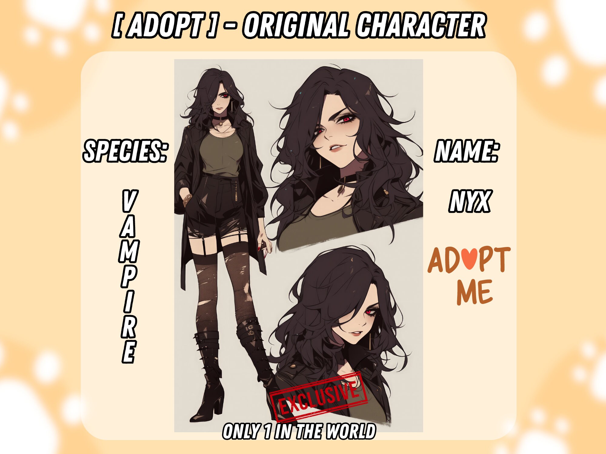Vampire Girl OC Adopt Instant Download Exclusive Original Character ...