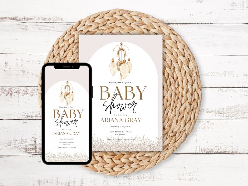 Editable Boho Baby Shower Invitation Boho Baby Shower - Etsy