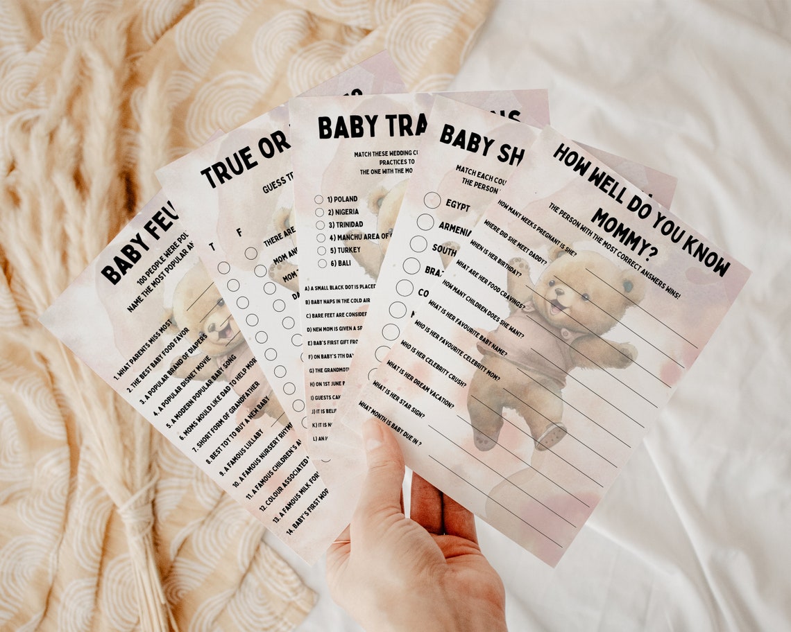 Cute Bear Baby Shower Games Printable Games Baby Shower - Etsy