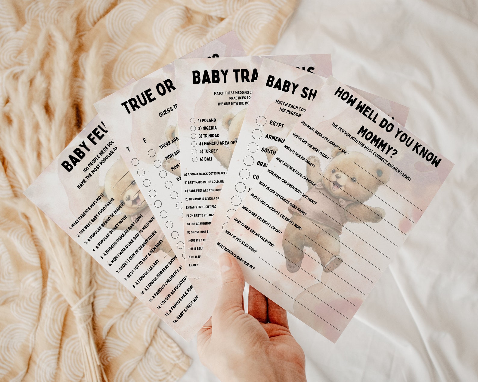 Cute Bear Baby Shower Games Printable Games Baby Shower Game Baby ...