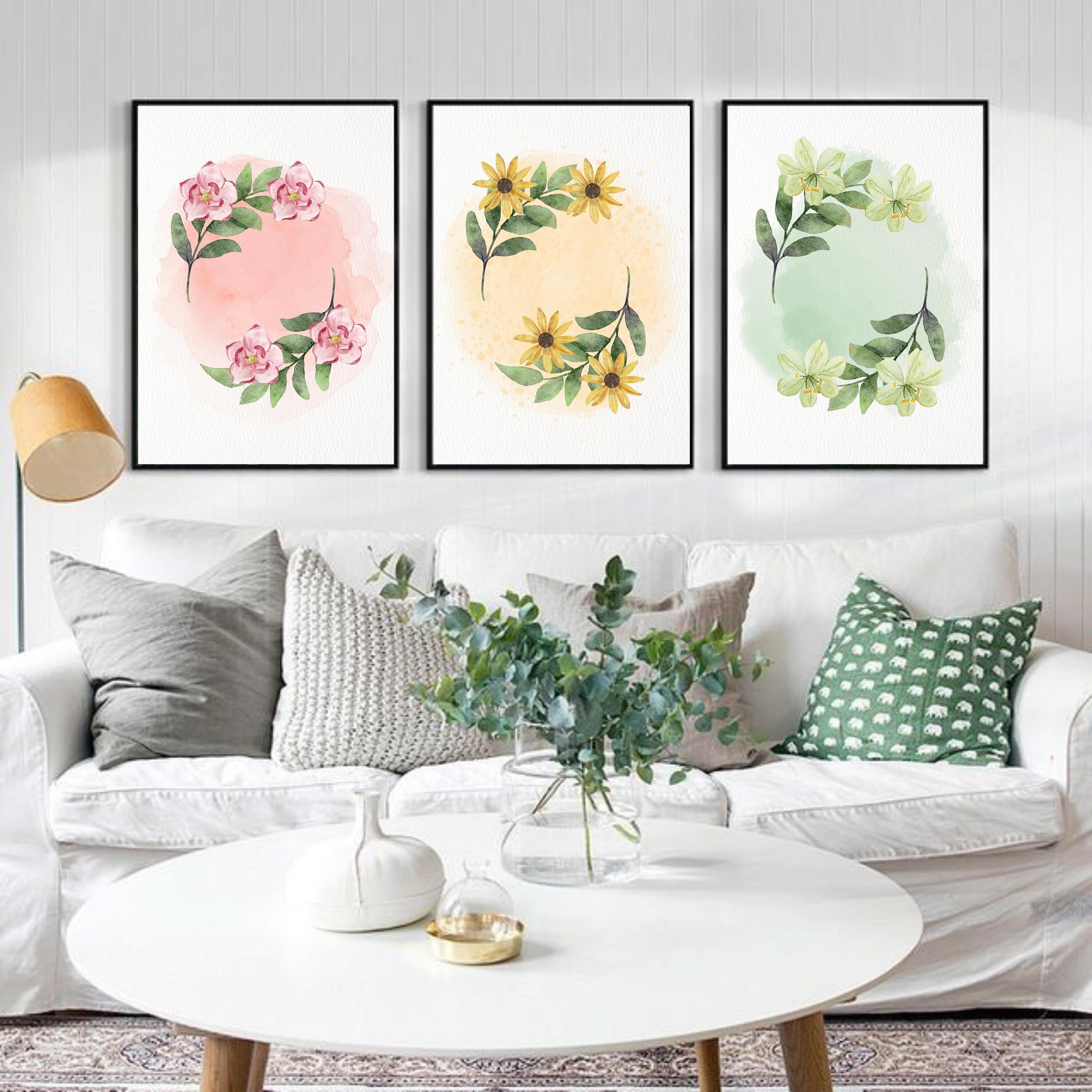 Watercolor Botanical Print Set of 3, Floral Printable Art, Farmhouse ...