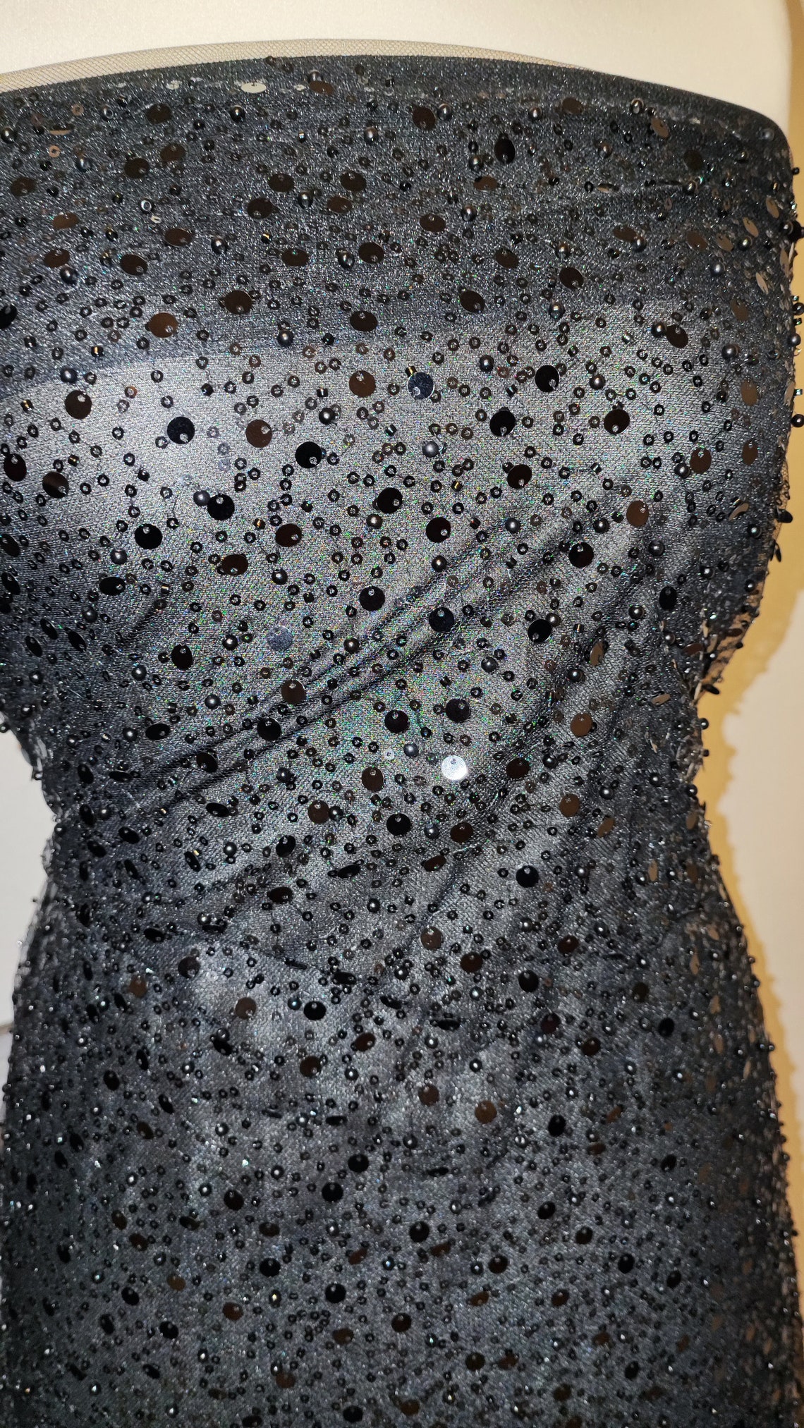 Sequin Fabric Black Embroidered Fabric Evening Wear - Etsy