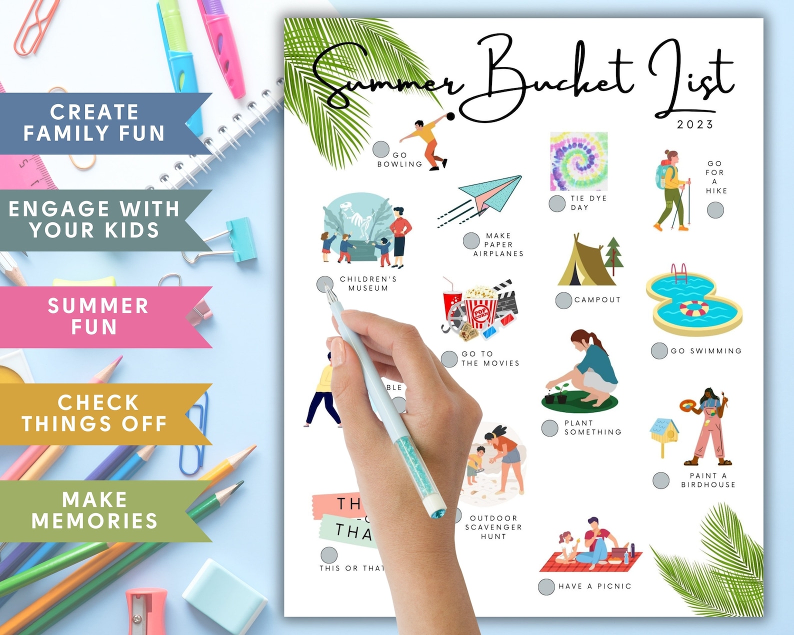 Printable Summer Bucket List for Kids | Bucket List Printable With ...