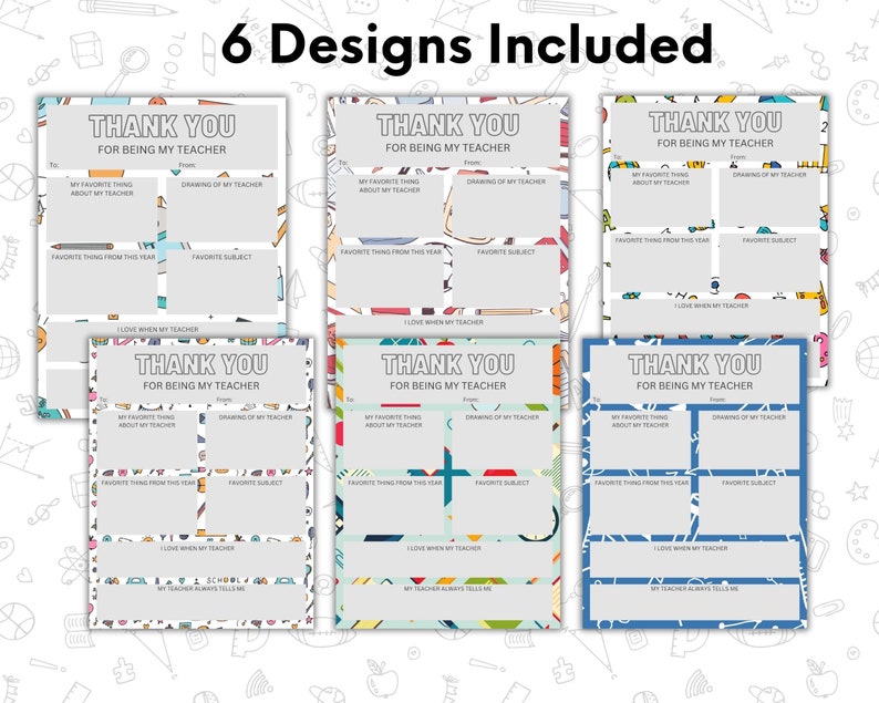 Teacher Appreciation Form for Kids | Teacher Thank You From Student - Etsy