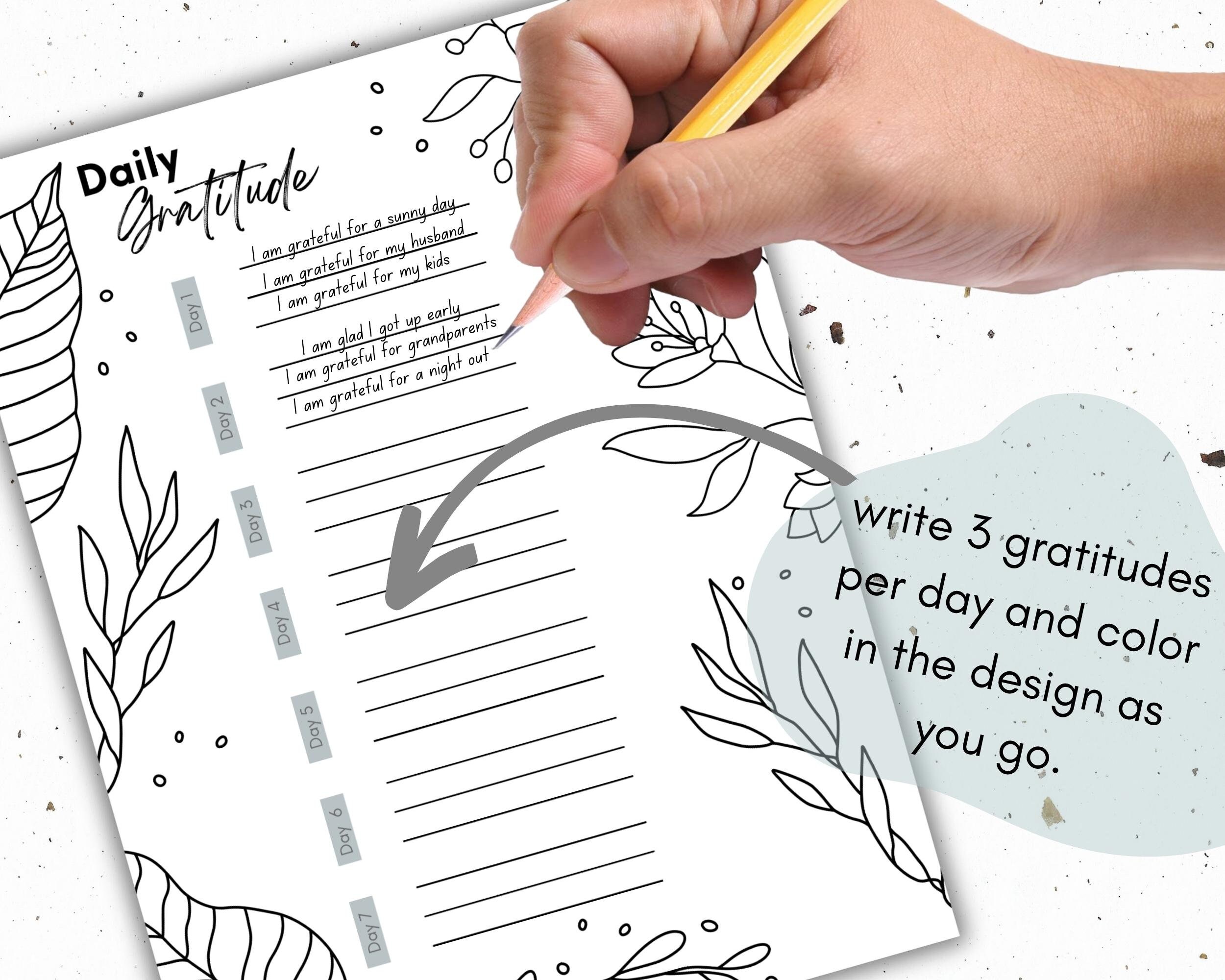 Daily Gratitude Worksheet and Coloring Page Mindfulness Worksheet ...
