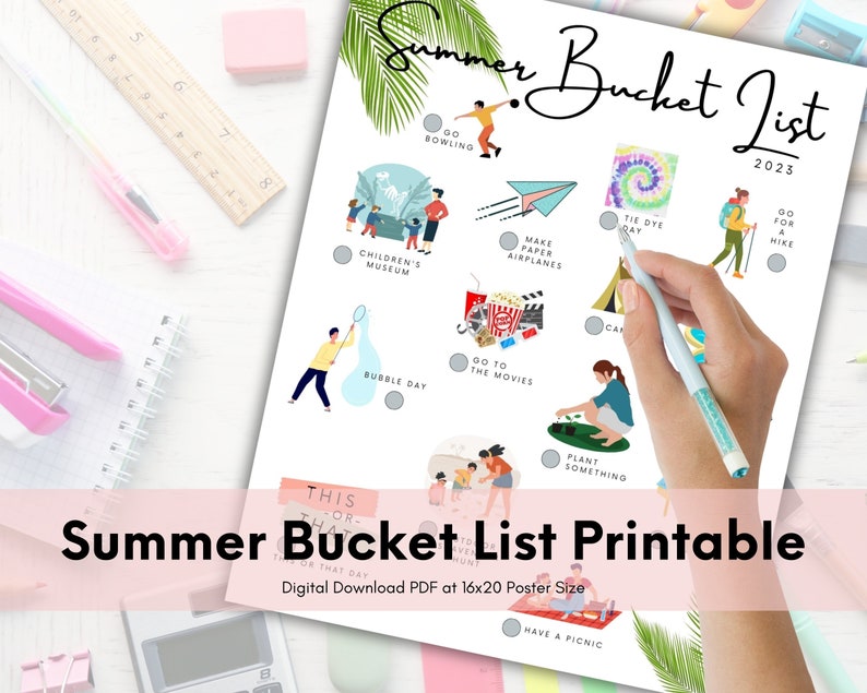 Printable Summer Bucket List for Kids | Bucket List Printable With ...