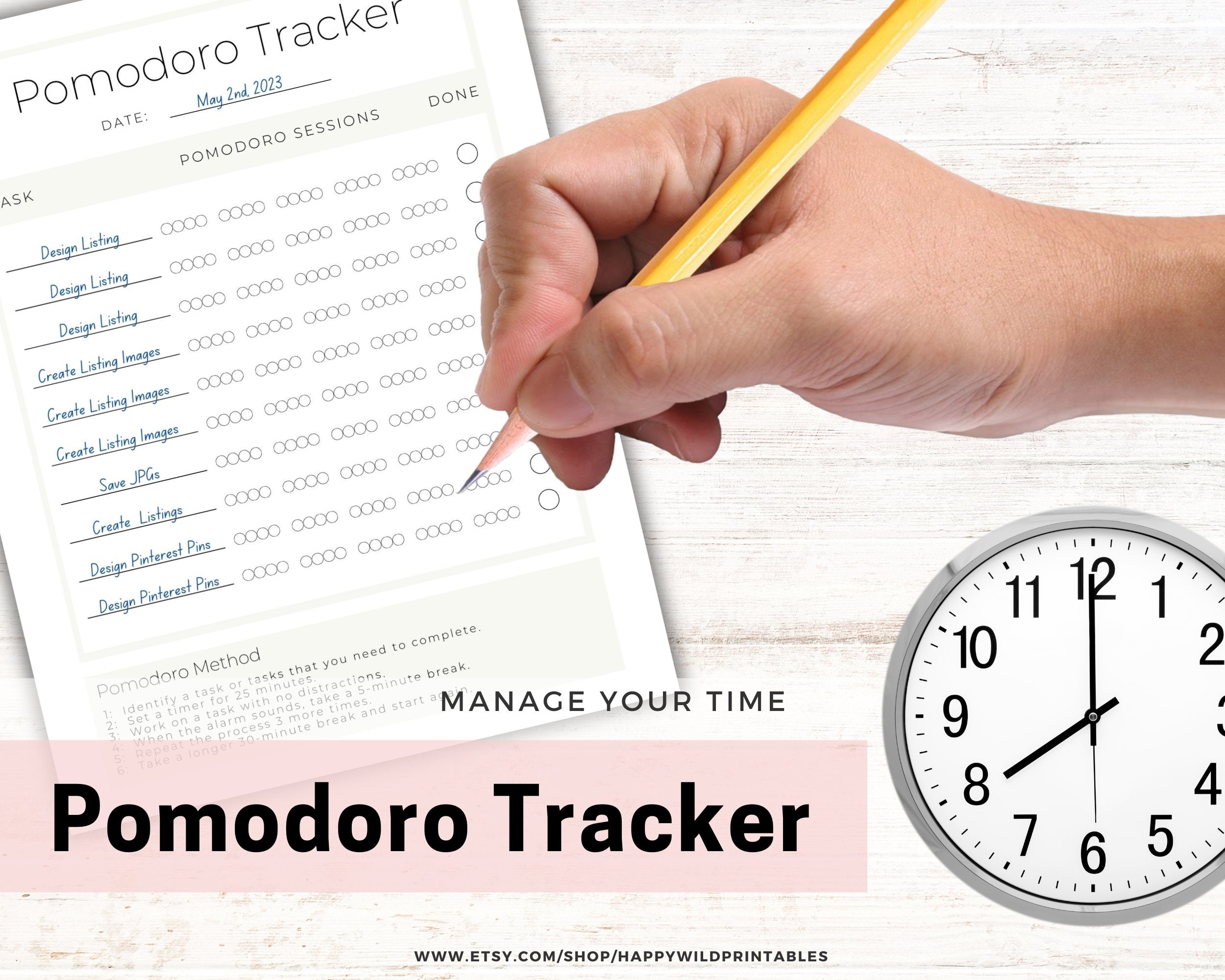 Pomodoro Task Tracker Printable | Printable Pomodoro Worksheet ...
