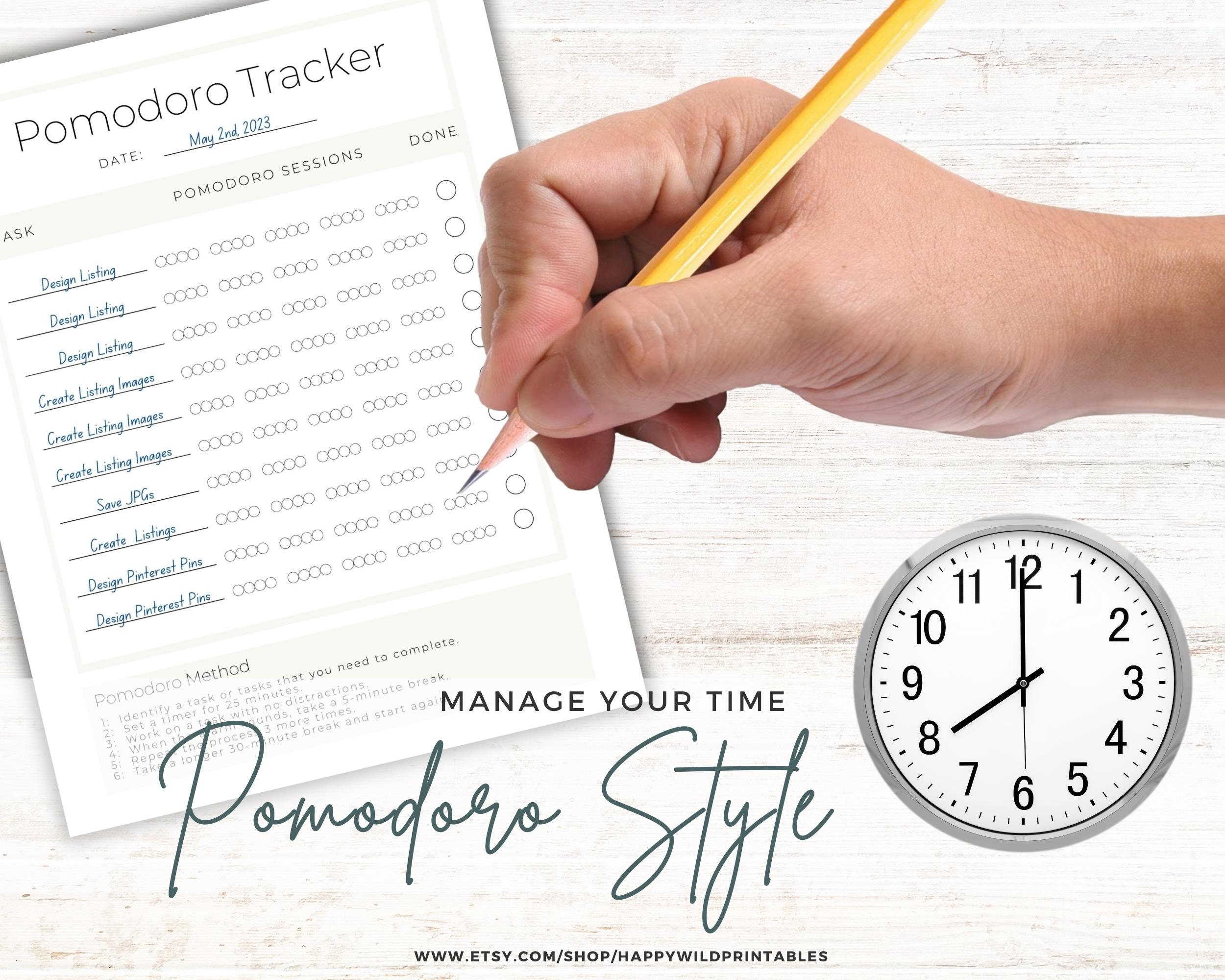 Pomodoro Task Tracker Printable | Printable Pomodoro Worksheet ...