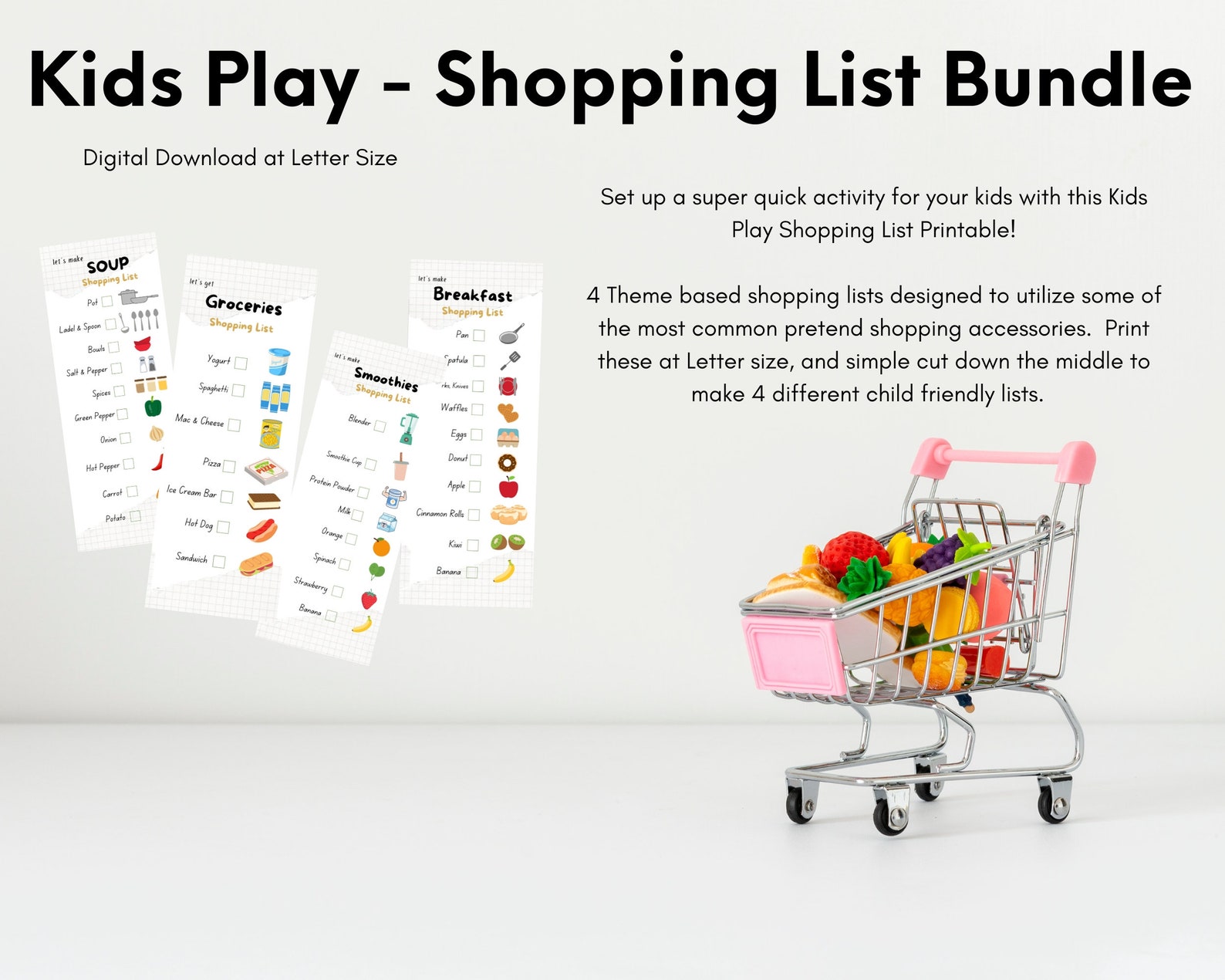 Printable Shopping List for Kids Play Store Kids Play Grocery Store ...