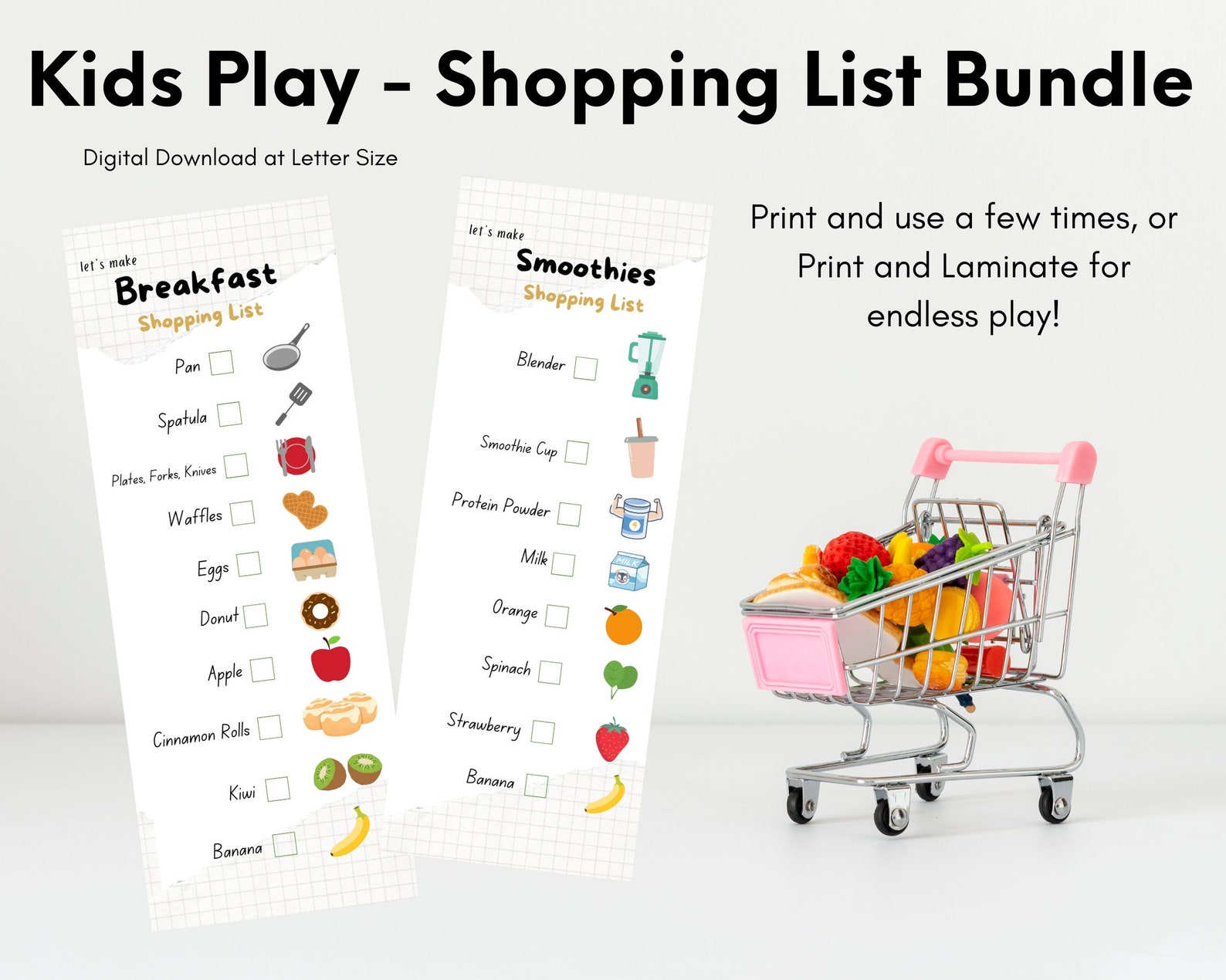 Printable Shopping List for Kids Play Store | Kids Play Grocery Store ...