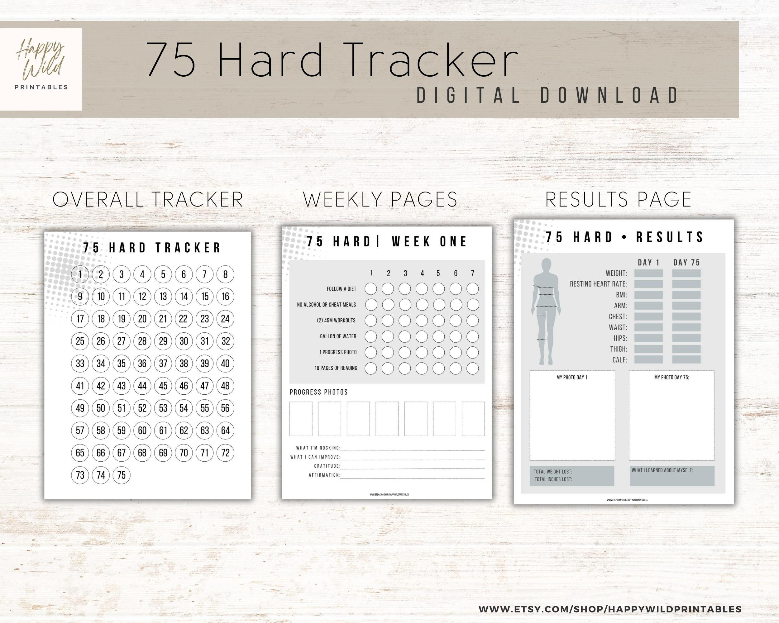 75 Hard Tracker Digital Printable Wellness Printable - Etsy