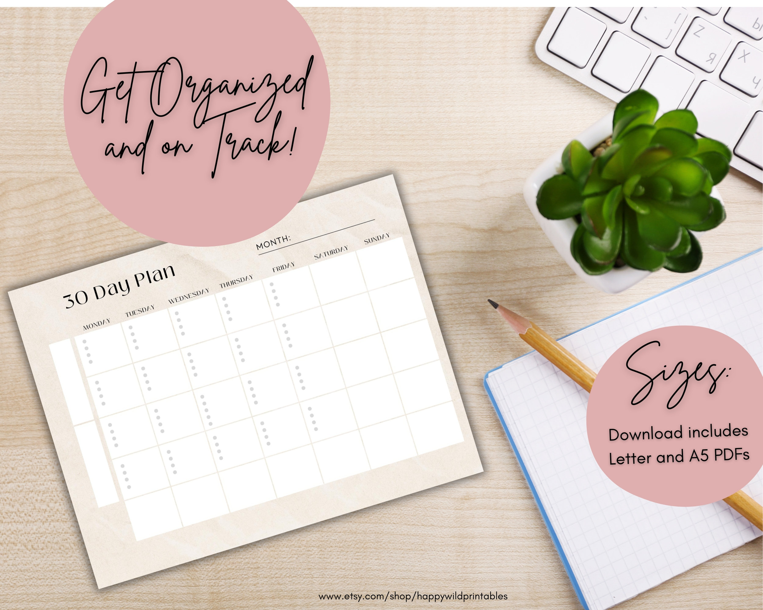 30 Day Planner Printable With Bullet List 30 Day Content Planner - Etsy ...