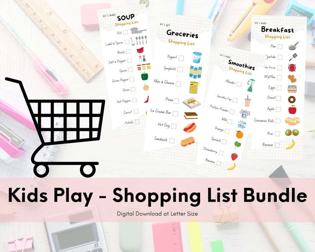 Printable Shopping List for Kids Play Store | Kids Play Grocery Store ...