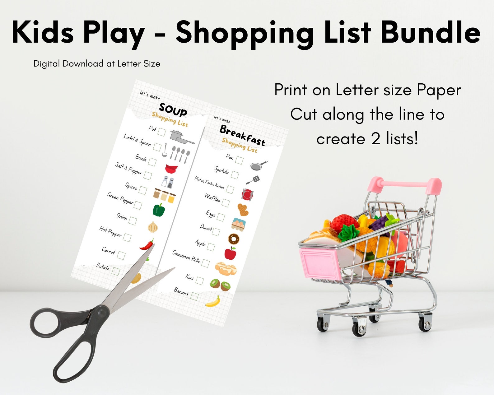 Printable Shopping List for Kids Play Store | Kids Play Grocery Store ...