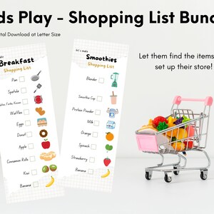 Printable Shopping List for Kids Play Store | Kids Play Grocery Store ...