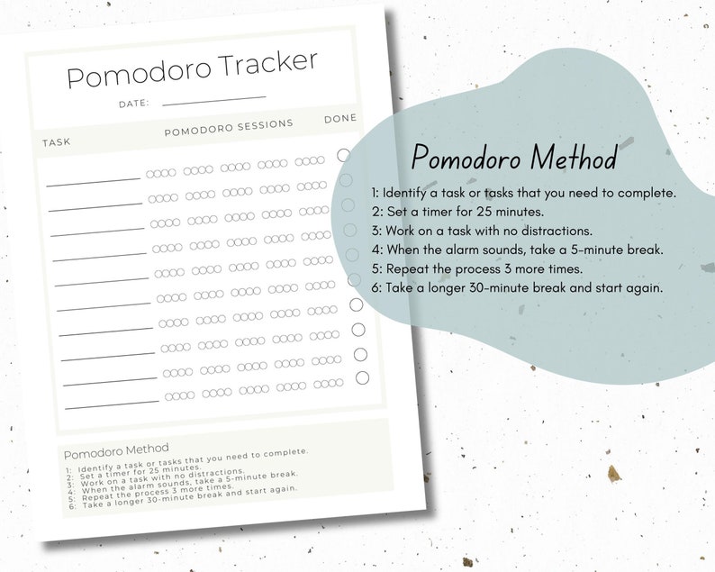 Pomodoro Task Tracker Printable | Printable Pomodoro Worksheet ...