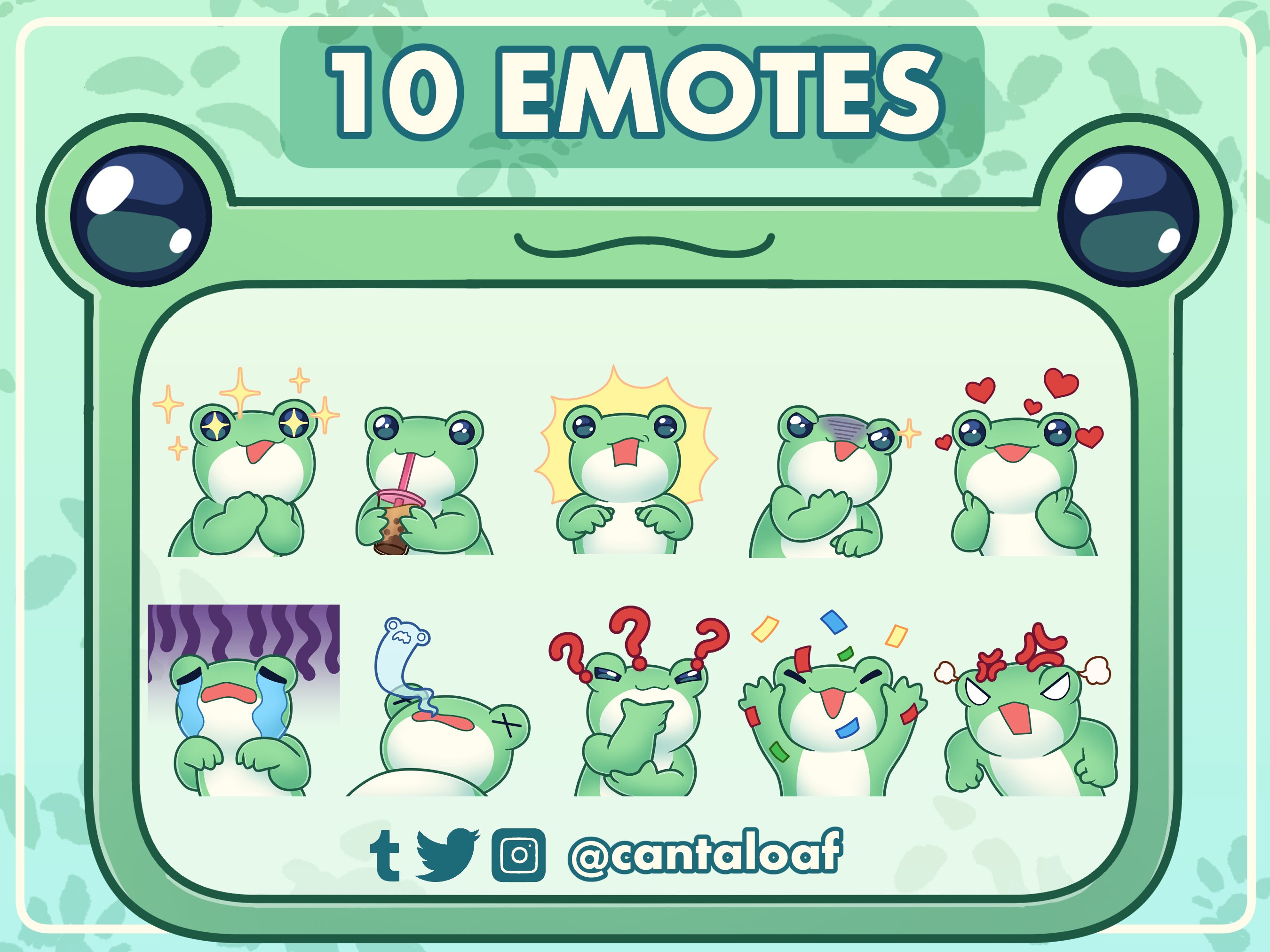 Green Frog Emotes | 10 Cute Frog Twitch & Discord Emotes - Etsy