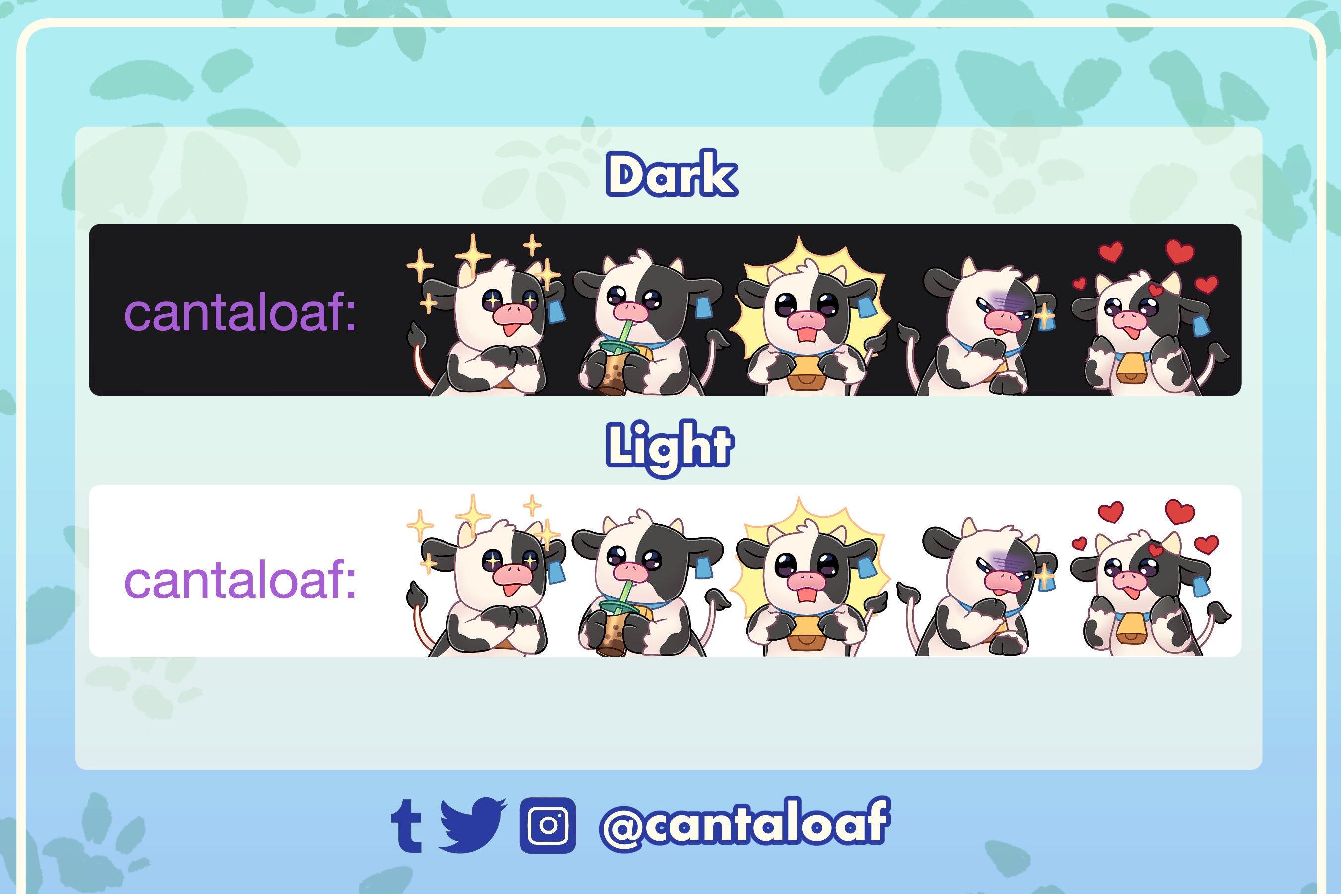 Black and White Cow Emotes | 10 Cute Cow Twitch & Discord Emotes - Etsy