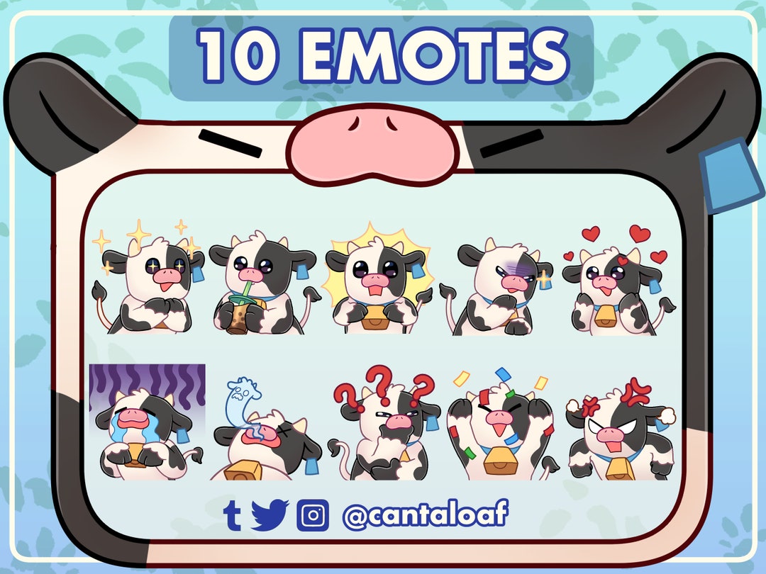 Black and White Cow Emotes | 10 Cute Cow Twitch & Discord Emotes - Etsy