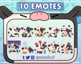 GIANT Set of 19 Cute Cow Emotes 2 Animated Emotes Twitch - Etsy