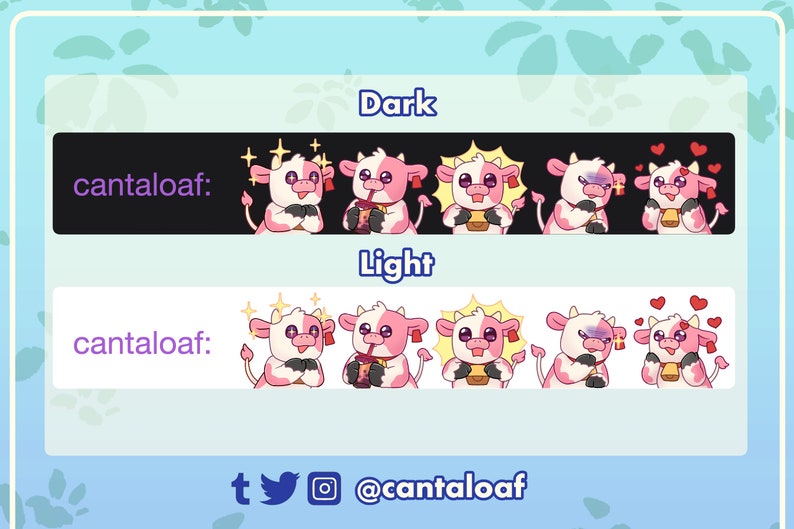 Pink and White Cow Emotes | 10 Cute Cow Twitch & Discord Emotes - Etsy