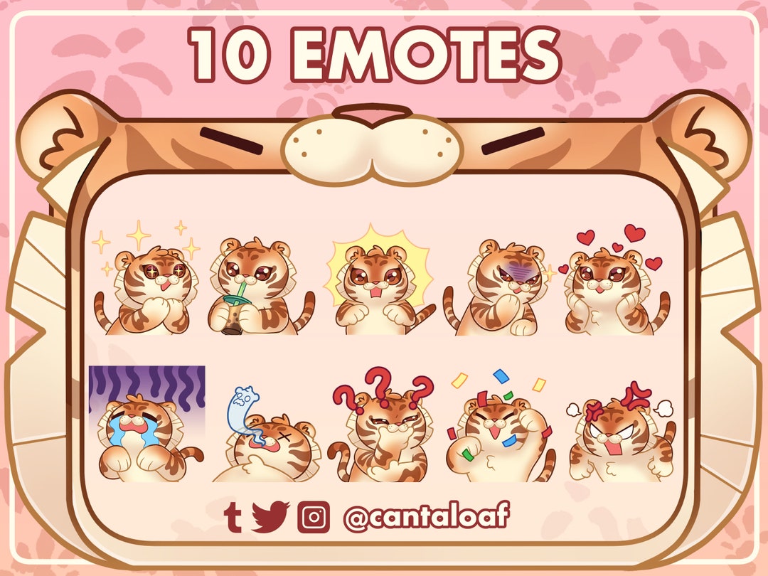 Orange Tiger Emotes | 10 Cute Tiger Twitch & Discord Emotes - Etsy