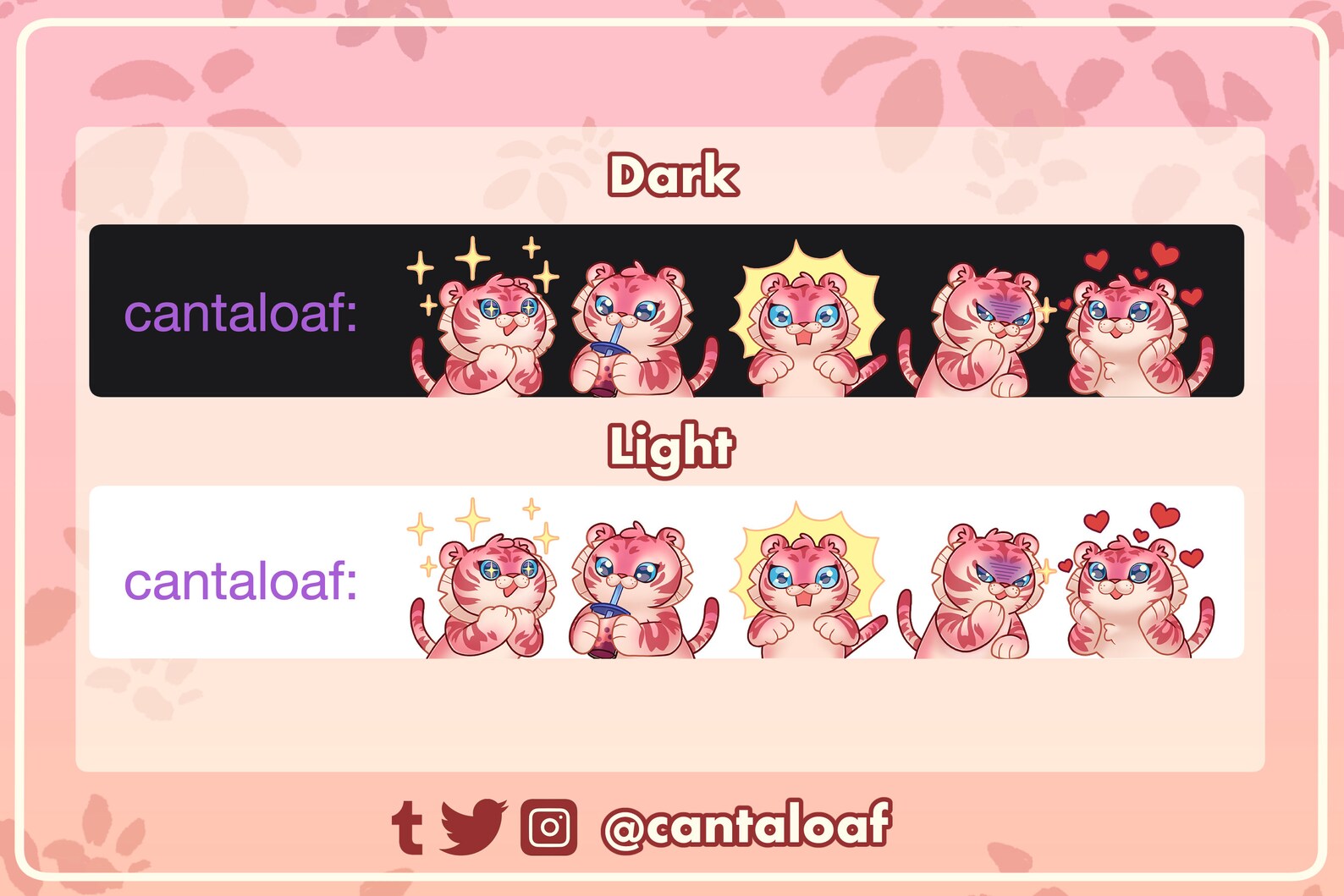 Pink Tiger Emotes | 10 Cute Tiger Twitch & Discord Emotes - Etsy
