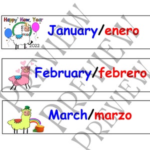 Months of the Week Labels Llamas (bilingual) - Etsy