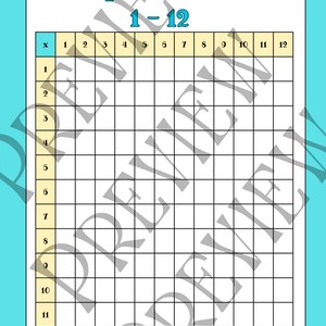 Blank Multiplication Table Practice Sheet 1-12 Multiplication Chart ...