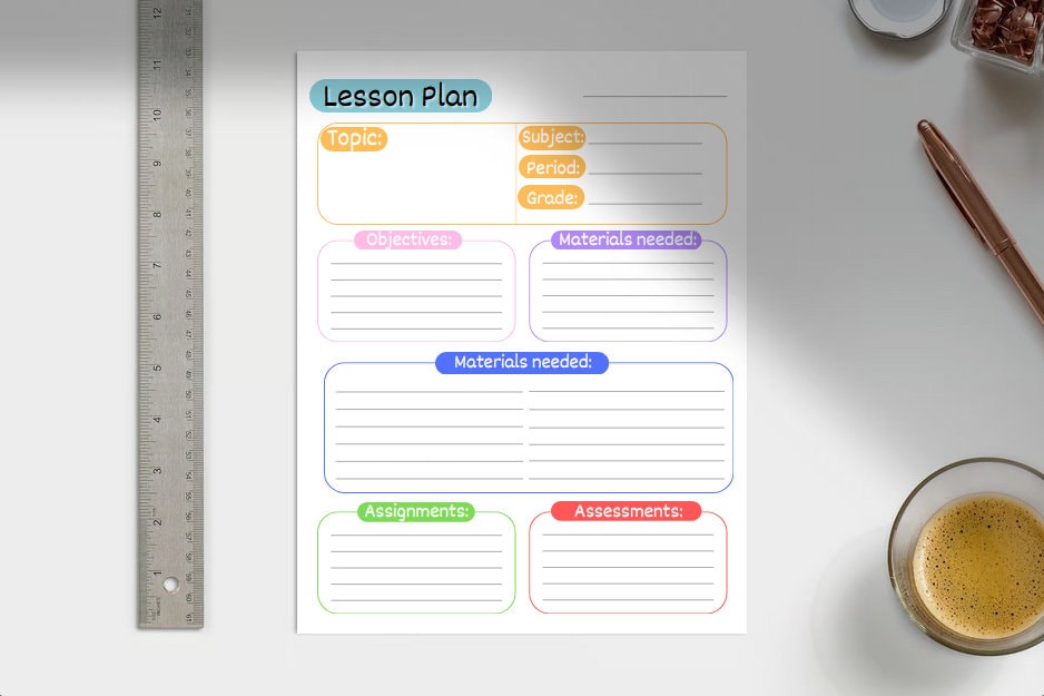 Blank Lesson Plan Template Printable Home School Teacher Planner Daily ...