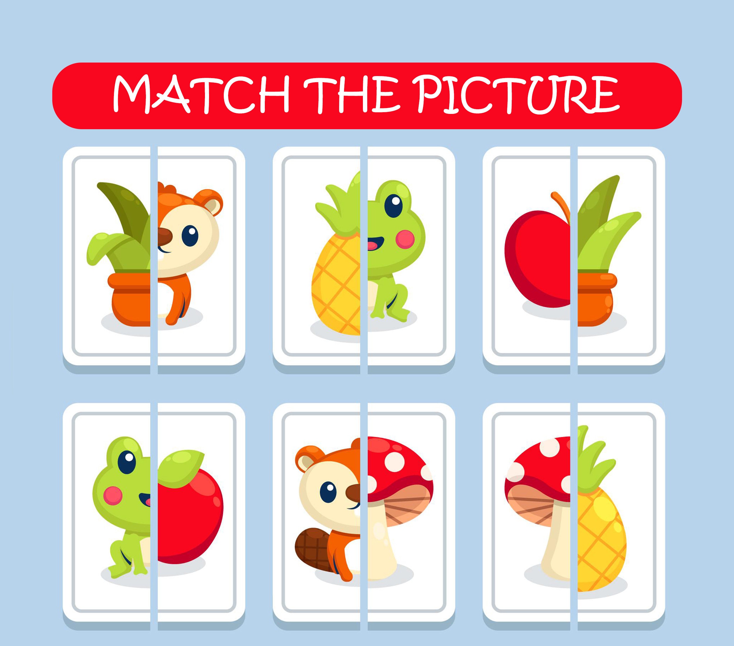 Memory Game Flash Card Bundle for Kids, Animals Drawing Worksheets ...