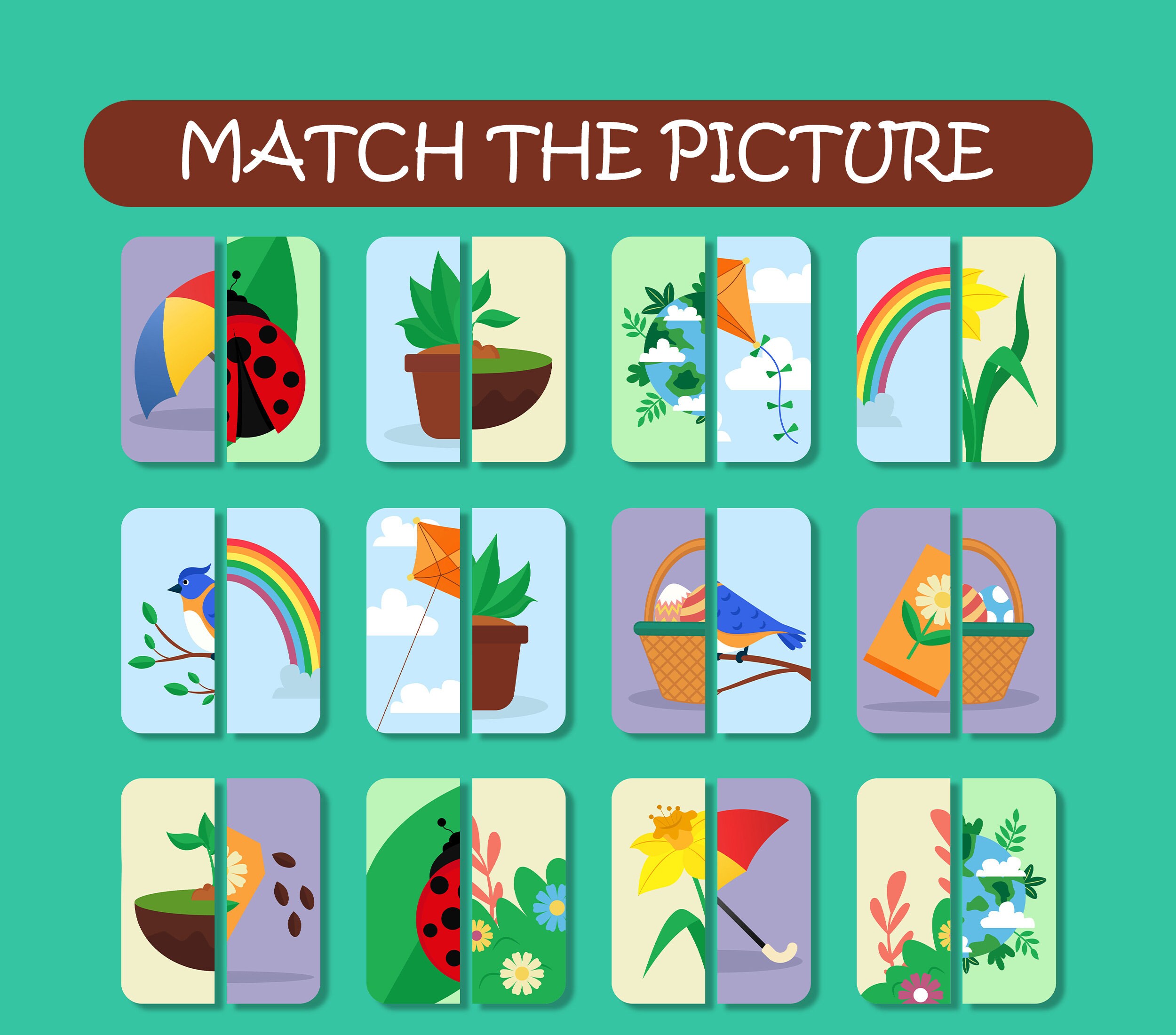 Memory Game Flash Card Bundle for Kids Animals Drawing - Etsy