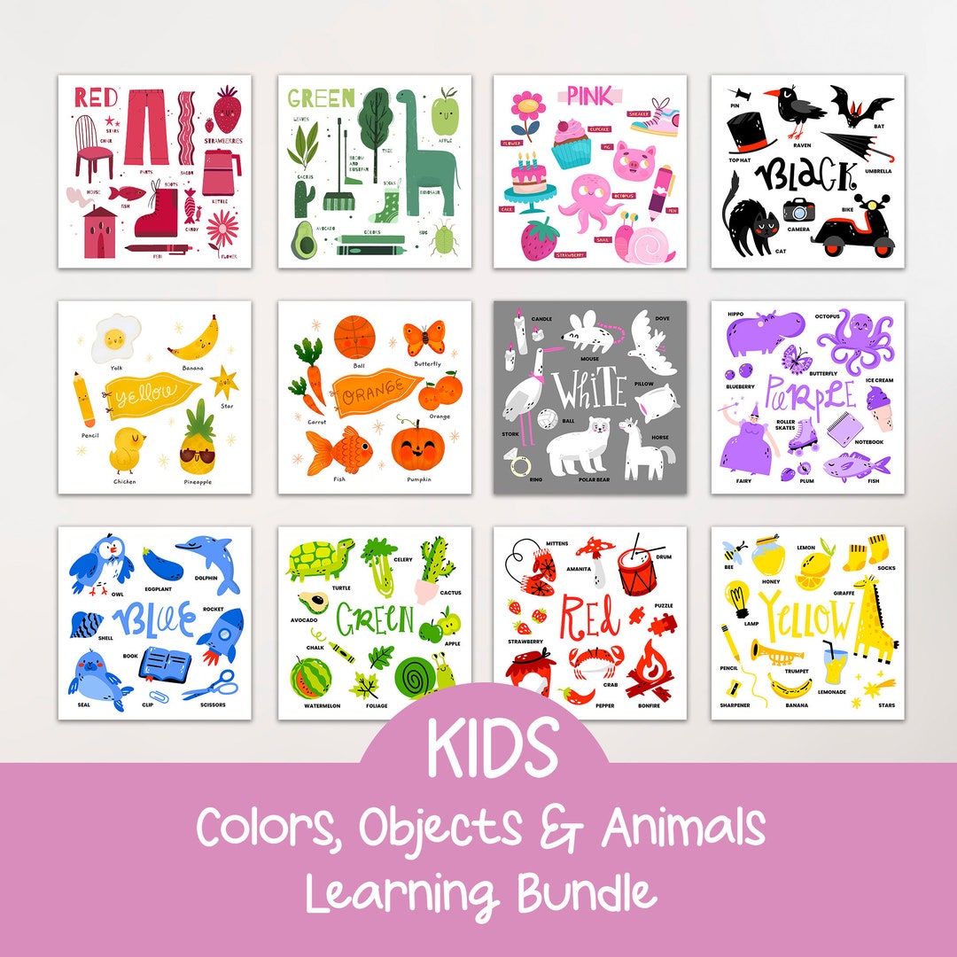 Kids Colors and Objects Bundle Worksheets, 15+ Home School Printables ...