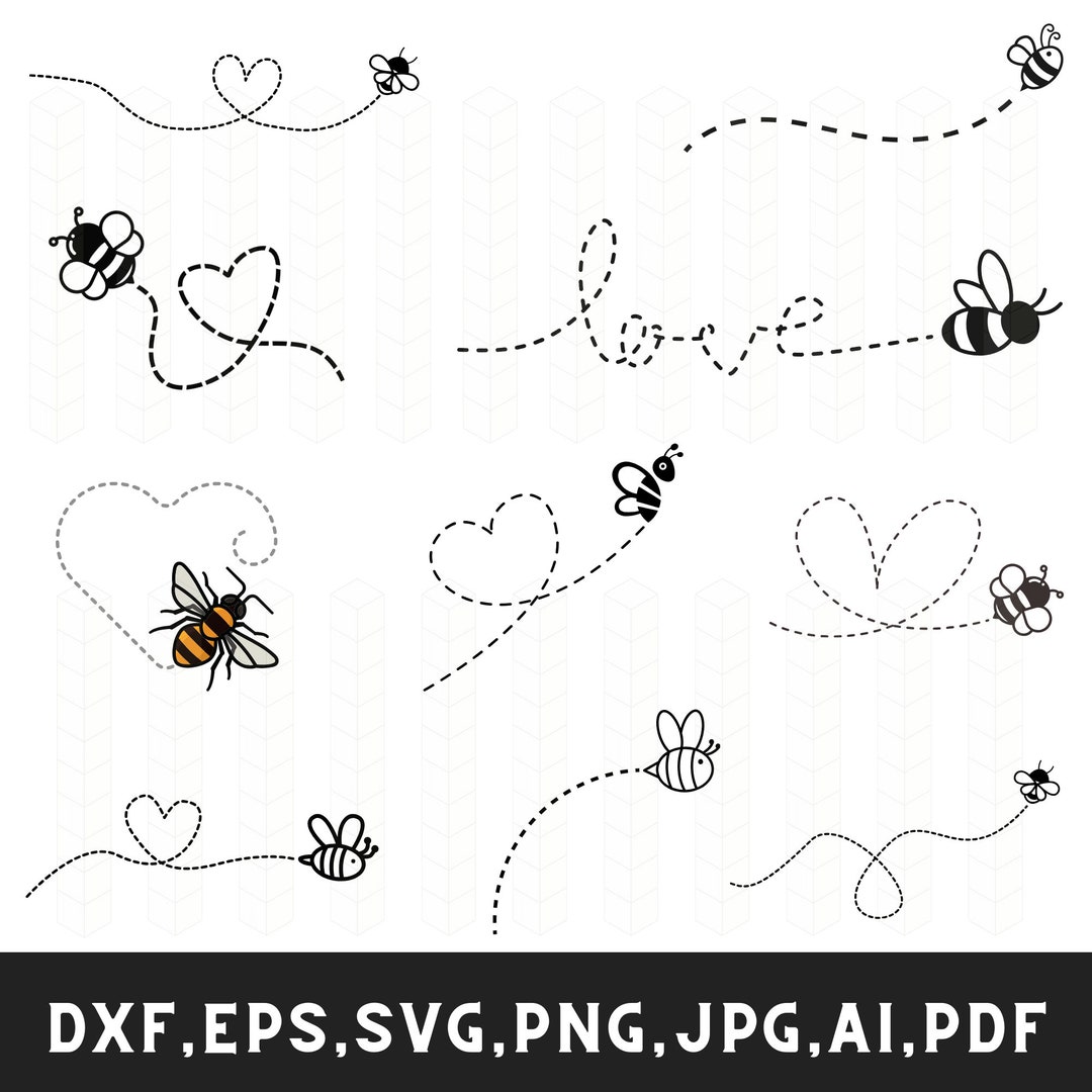 Bee Path Svg Bundle , Bee Trails Svg, Honey Bee Path Svg Designs ...