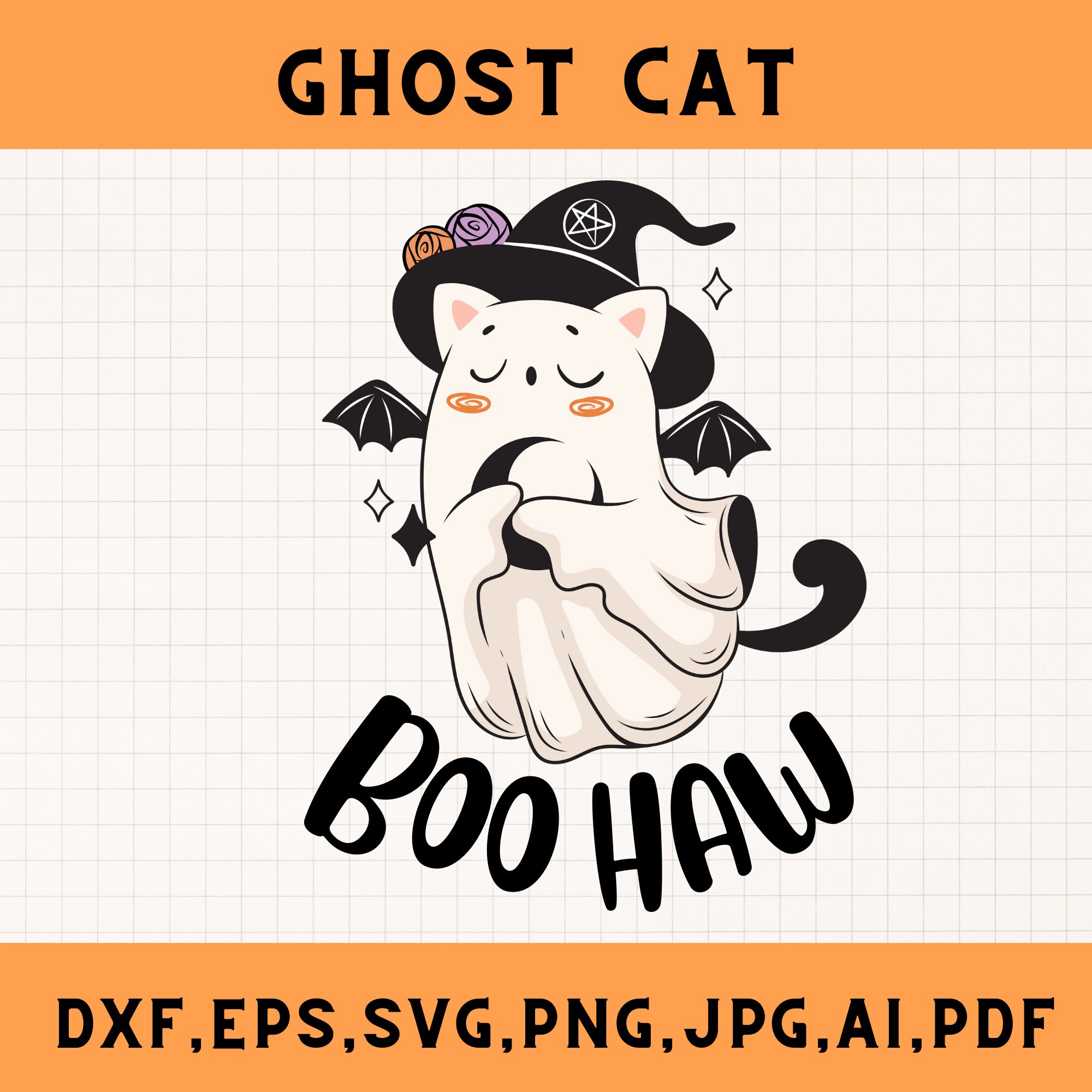 Boo haw svg, Gato fantasma svg, Boo svg, Gato de Halloween svg, Camisa ...