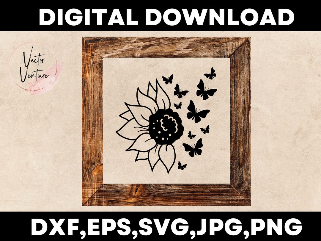Half Sunflower Half Butterfly SVG | Sunflower Butterfly SVG | Sunflower ...