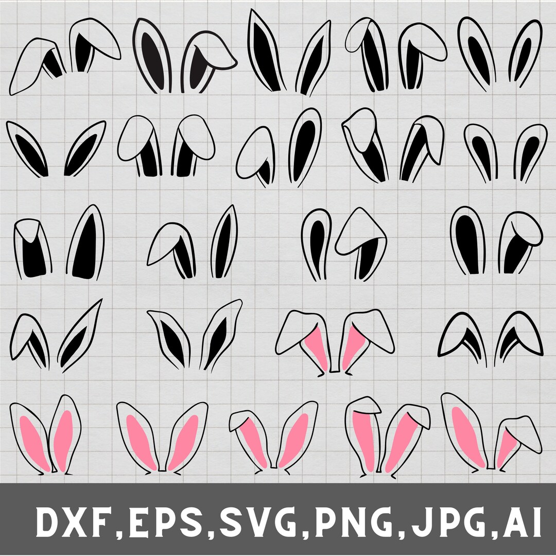 Easter Bunny Ears Svg Bundle, Rabbit Ears Svg, Cricut and Silhouette ...