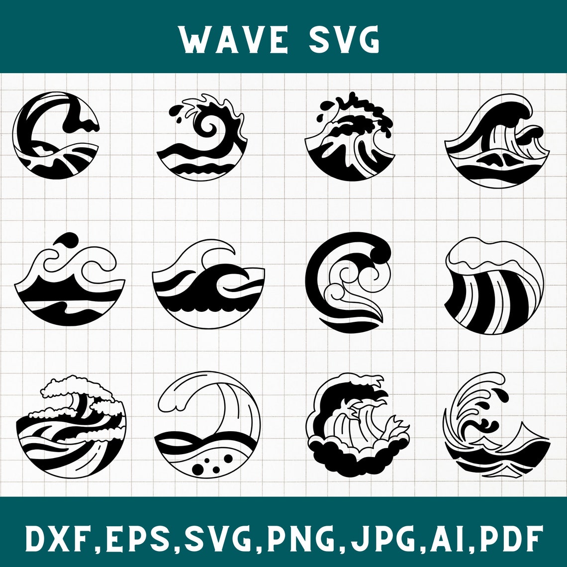 Wave Svg Bundle Wave Splash Svg Wave Logo Png Ocean Waves - Etsy