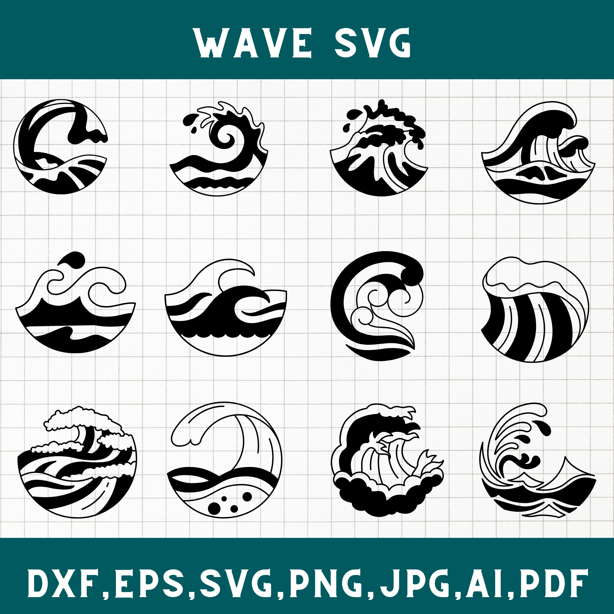 Wave Svg Bundle Wave Splash Svg Wave Logo Png Ocean Waves - Etsy
