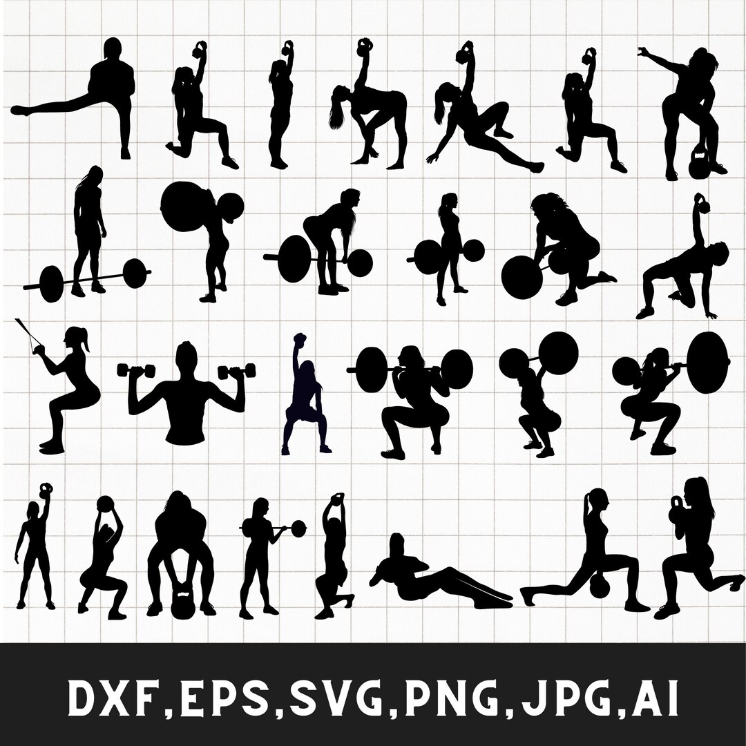 Fitness Girl Svg, Workout Svg, Gym Svg, Woman With Barbell , Weight ...