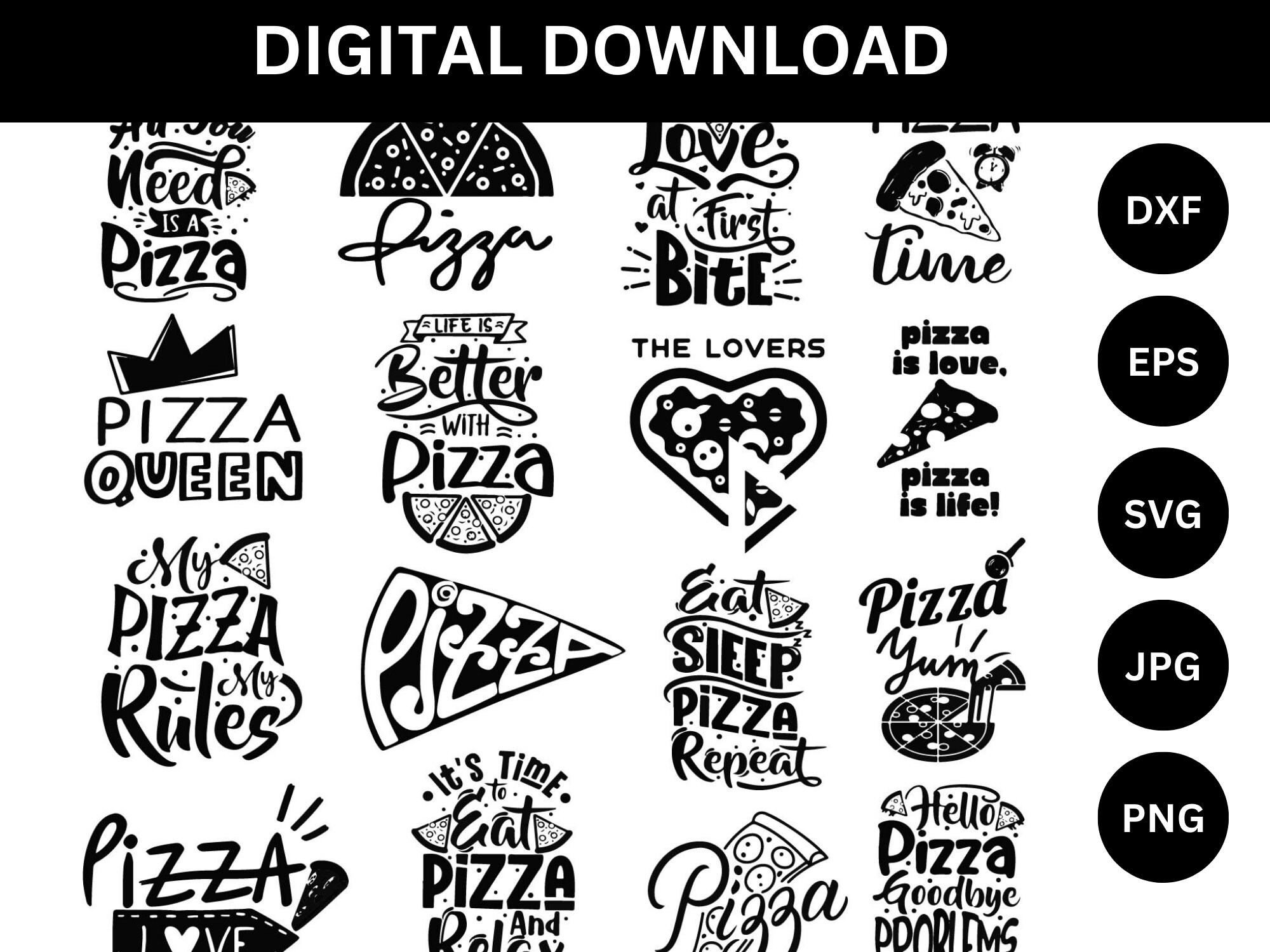 Pizza Lover SVG Bundle | Pizza Clipart, Baker Designs (digital Download ...