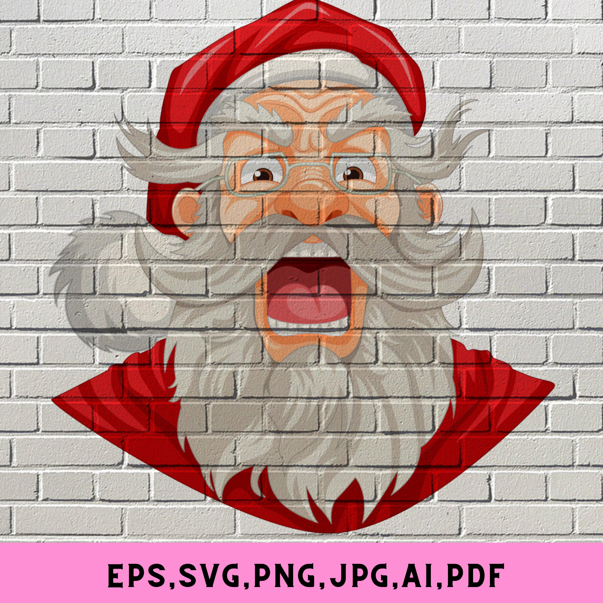 Aggressive Santa Face Svg Santa Head Svg Santa Moustache and - Etsy