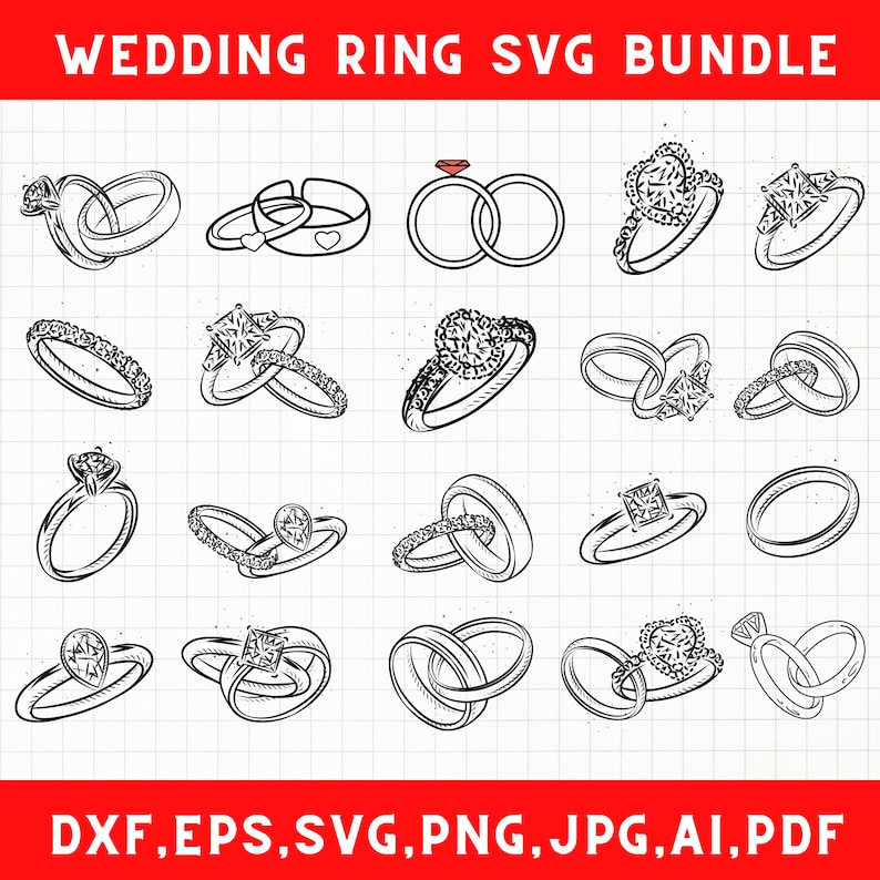Wedding Ring Svg Bundle, Diamond Ring Svg, Engagement Ring Svg ...