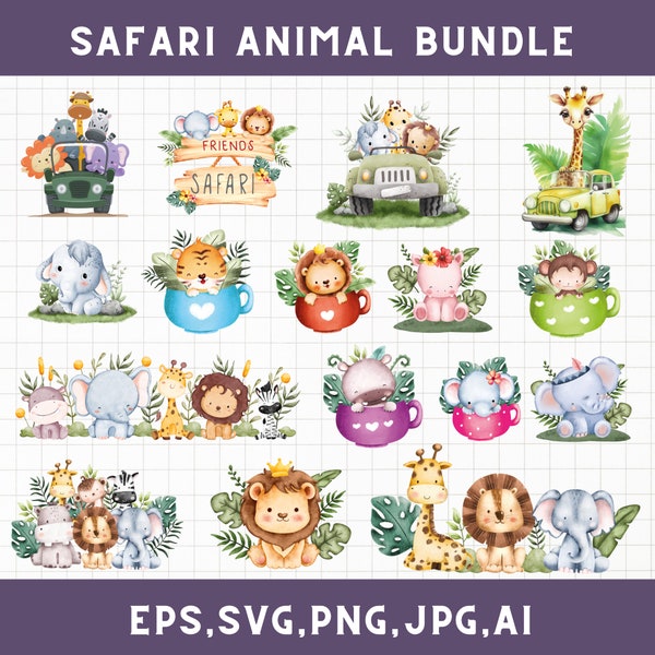 Jungle Animal Clipart - Etsy